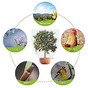 2 Pcs Insect Bird Barrier Netting Bag with Drawstring 2.6 x 3.3ft Garden Netting Bugs Plant Cover for Protect Tomato Blueberry Fruits Flower from Insect Bird Eating