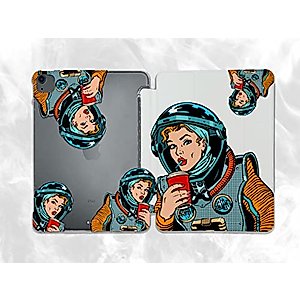 Cute Pin Up Girl Astronaut Space case Compatible with iPad Mini Air Pro 7.9 8.3 9.7 10.2 10.9 11 12.9 inch Pattern Cover New 2022 2021 Trifold Stand 3 4 5 6 7 8 9 Generation 510 (10.2" 7/8/9 gen)