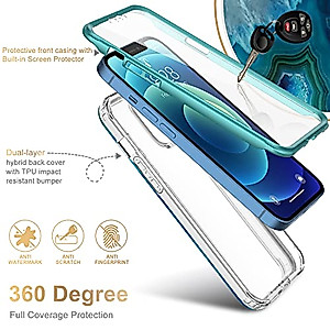 Esdot iPhone 12 Case,iPhone 12 Pro Case with Built-in Screen Protector,Rugged Cover with Fashionable Designs for Women Girls,Protective Phone Case for iPhone 12/12 Pro 6.1" Agate Stone