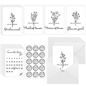Jutom 28 Pcs Funny Bridesmaid Proposal Card Set, Include 8 Will You Be My Bridesmaid, 2 Will You Be My Maid of Honor, 2 Matron of Honor, 2 Flower Girl and 14 Envelopes for Wedding Bridal Shower