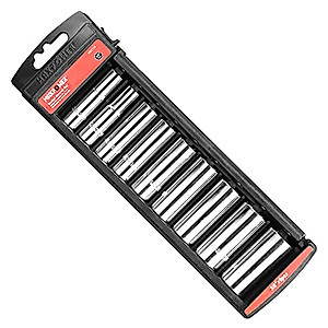 MAXPOWER 3/8-Inch Drive Deep Socket Set, SAE/Inch, 9 Pieces, 6 Point Socket Set, 3/8", 7/16", 1/2", 9/16", 5/8", 11/16", 3/4", 13/16", 7/8"