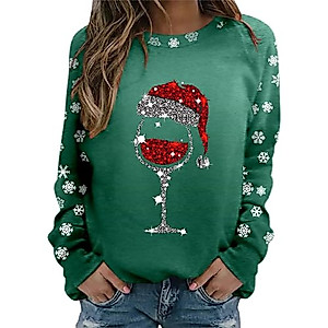 Christmas Shirt Halloween Tops for Women Funny Letter Print Funny Xmas Pullover Tops Baggy Cardigans Regular fit Fall Football Sweaters for Women Long Dresses for Women Wedding Guest Casual
