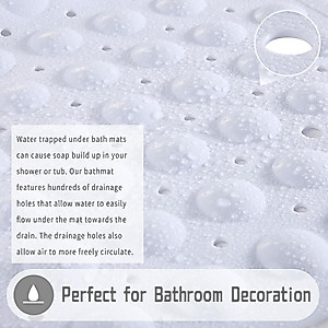 Yimobra Original Bathtub Mat Non Slip, Extra Long Bath Mat for Tub with Big Suction Cups and Drain Holes, Machine Washable Tub Shower Mats for Bathroom 16 x 40 Inches, Phthalate Latex Free, White