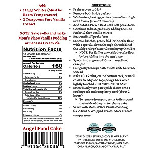 Mom's Gluten Free Angel Food Cake Mix,1-Pack, Easy to Make, 12 Servings, Non GMO Delicious and Healthy Gluten Free Desserts