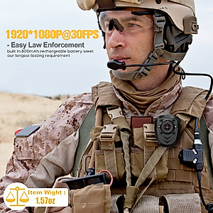 64GB Body Camera Police Civilians Patrol Portable Body Mounted Camcorder 1080P Night Vision 6 Hours Battery Life Recording Wearable Video Recorder for Law Enforcement Indoor Outdoor Security