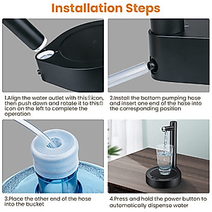 Water Dispenser for 5 Gallon Bottle Automatic: Electric Bedside Water Dispenser Countertop - Rechargeable Portable Desktop Water Jug Dispenser Pump - Drinking Tabletop Portable Water Dispenser