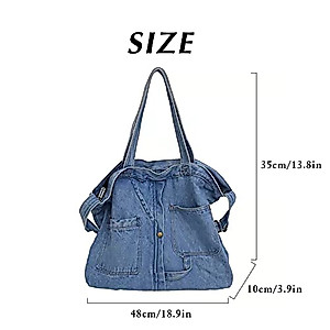 JBB Denim Shoulder Bag Casual Retro Handbag Women Travel Crossbody Bag lightweight