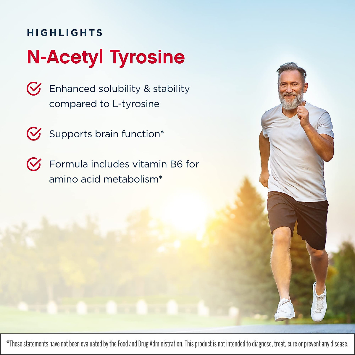 Jarrow Formulas N-Acetyl Tyrosine 350 mg - 120 Capsules, Pack of 2 - Supports Brain Function - Contains Vitamin B6 for Amino Acid Metabolism - 240 Total Servings