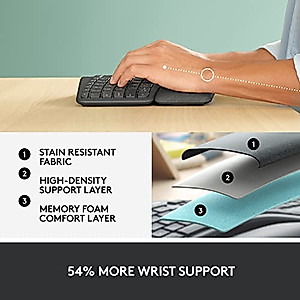 Logitech ERGO K860 Wireless Ergonomic Keyboard - Split Keyboard, Wrist Rest, Natural Typing, Stain-Resistant Fabric, Bluetooth and USB Connectivity, Compatible with Windows/Mac