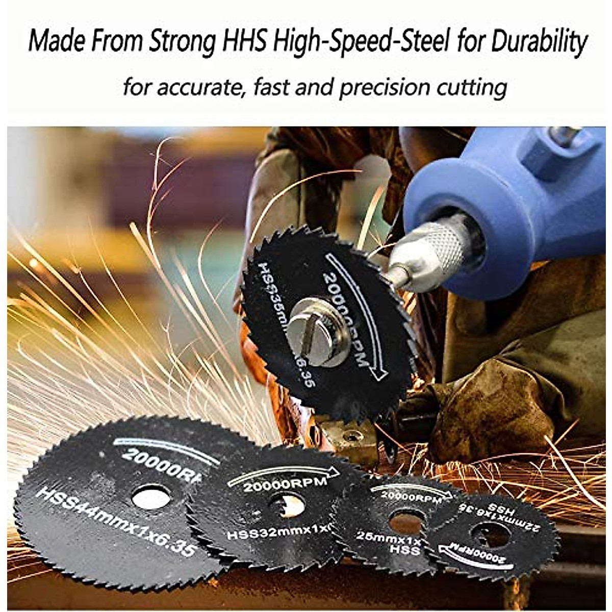 6 Pcs Rotary Drill Saw Blades, Steel Saw Disc Wheel Cutting Blades with 1/8" Straight Shank Mandrel for Dremel Drills Rotary Tools(Power Tools are not Included)
