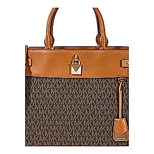 Michael Kors Gramercy Large Signature Logo Print Satchel- Brown