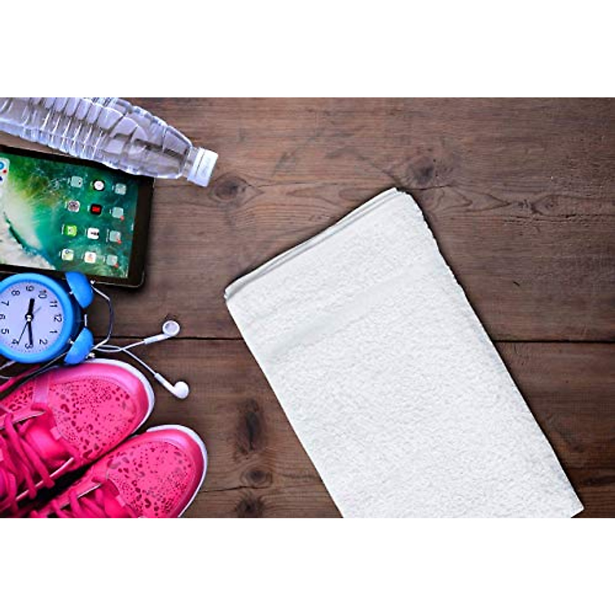 Terry Towels Salon White 12 Pack Towels Set Pk 12 Cotton Saloon Soft Gym Towel-(White)-16 x 27-Ringspun Cotton Softness and Absorbency, Easy Care