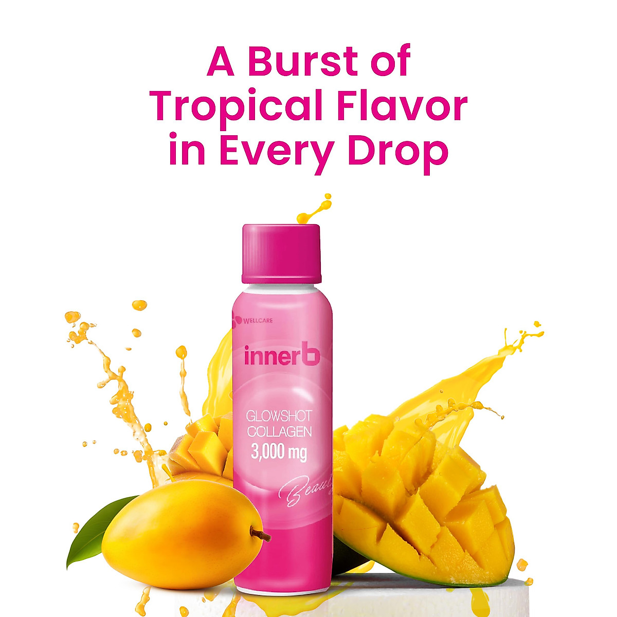 CJwellcare Innerb Glowshot Collagen (10.1fl oz, 6 Servings) - Low-Molecular-Weight Fish Collagen Shots for Elasticity, Hydration, Improved Skin, Hair & Nails. Liquid Marine Collagen 3,000mg.