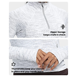 GYM RAINBOW Womens Cropped Workout Jakcets Half Zip Pullover Sweatshirt Long Sleeve Workout Shirts Athletic Tops(#3 White Space Dye,Large)