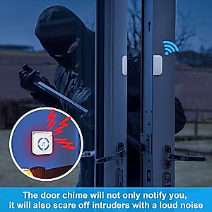 SanJie Door Chime, Door Open Contact Sensor Alarm for Business/Store/Home/Office When Entering, with 600 FT Range,55 Chimes 5 Adjustable Volume 2 Receivers +2 Sensors