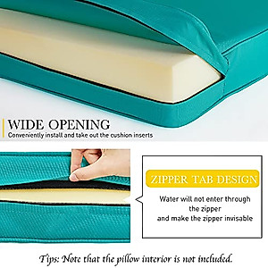 NICETOWN 2 Pack Waterproof Teal Patio Cushion Covers with Zipper 22 x 20 x 4 inch, Outdoor Seat Slipcovers Lightfast Fade-Less Seat Chair Cushion Covers for Outdoor Indoor with 4 Buckle Straps