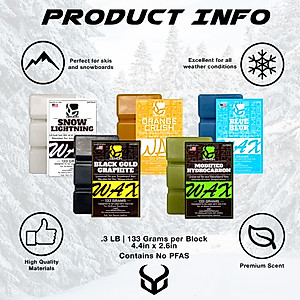 Demon United All Season Ski & Snowboard Speed Wax Kit, 133 Grams of Each Temperature of Snowboard Wax, 1.4 Lbs of Total Ski and Snowboard Wax **Made in USA** NO PFAS