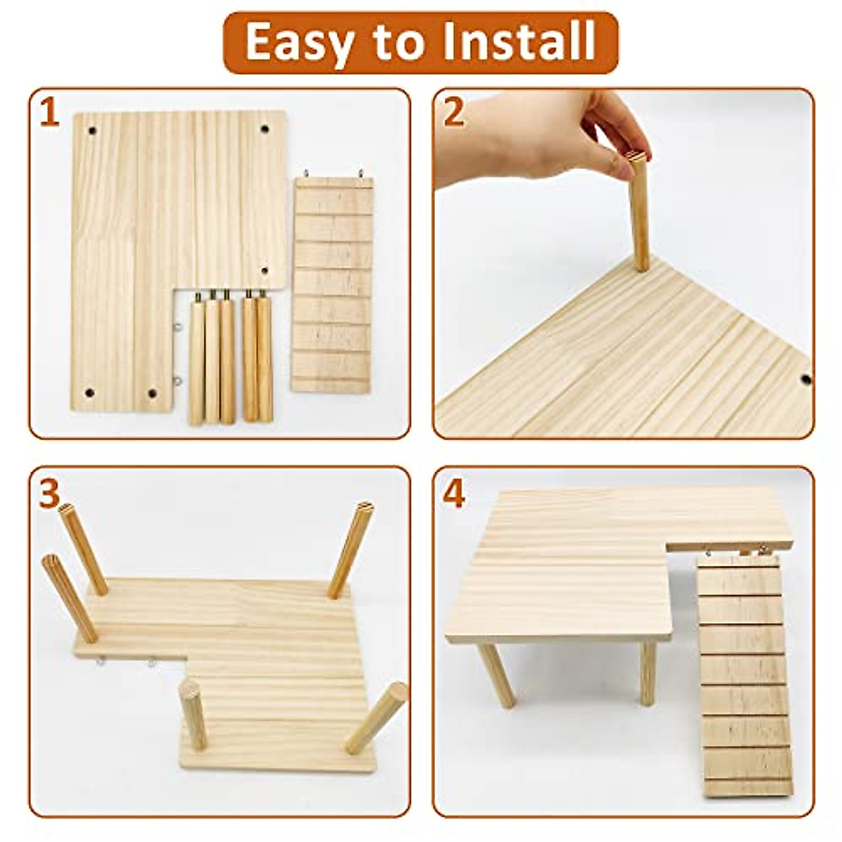 BNOSDM Wooden Hamster Platform with Legs Small Animal Standing Platform Exercise Toy Cage Accessories for Syrian Dwarf Hamsters Guinea Pigs Gerbils Degus Chinchillas Mice Bird