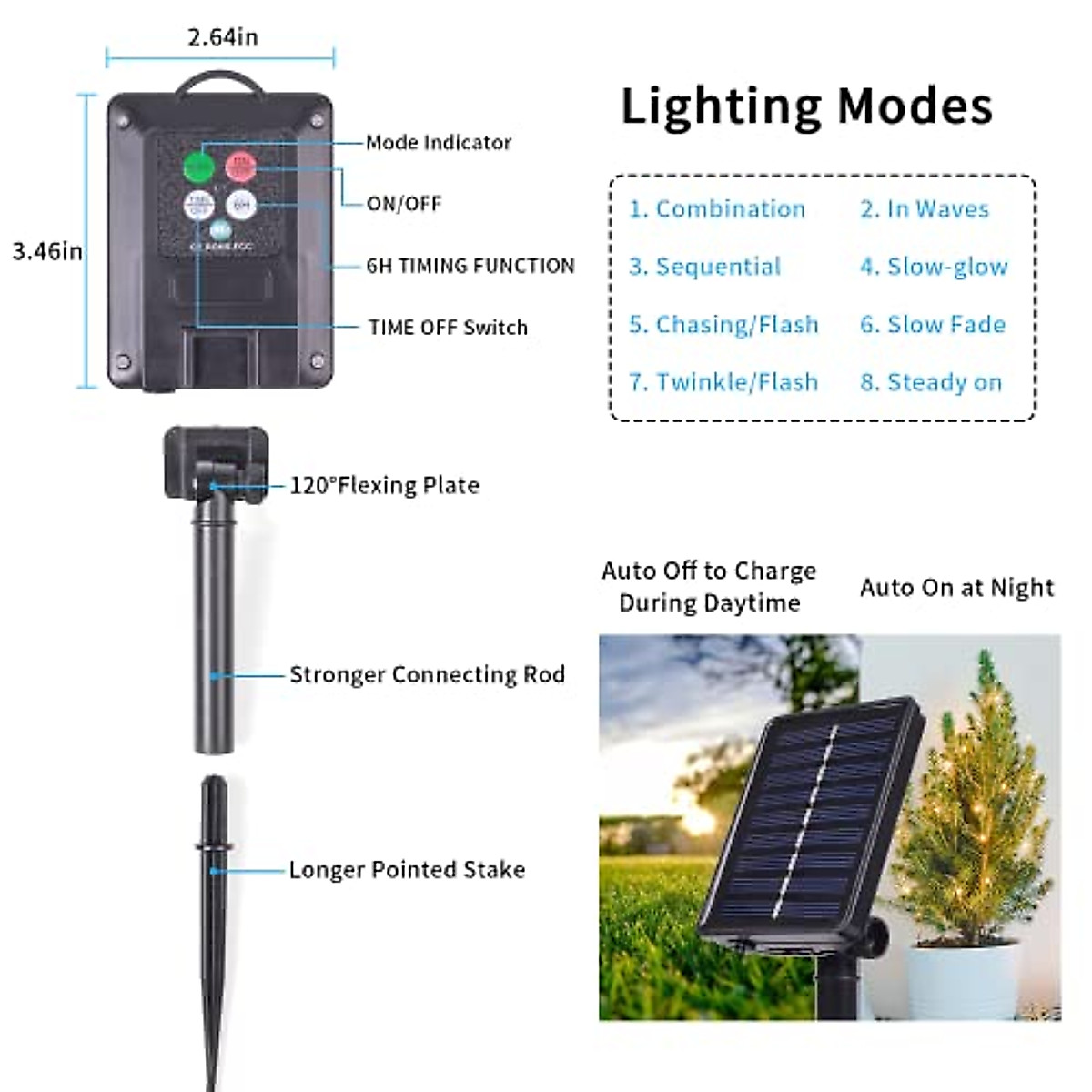 Blingstar Solar String Lights, 2 Pack Each 100 LED 8 Modes Solar Fairy Lights Outdoor Waterproof, Copper Wire Christmas Lights for Tree Garden Patio Yard Party Wedding Decoration (Warm White)