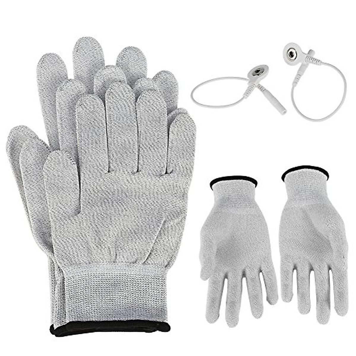 Massage Gloves, Conductive Glove, 1 Pair Conductive Electrode Massage Gloves with Electrode Pads Wires for Beauty Care Equipment (M)