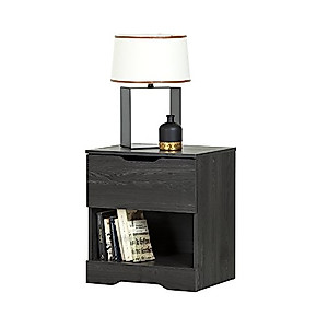 South Shore Trinity 1-Drawer Nightstand, Gray Oak with Cut-Out Handles