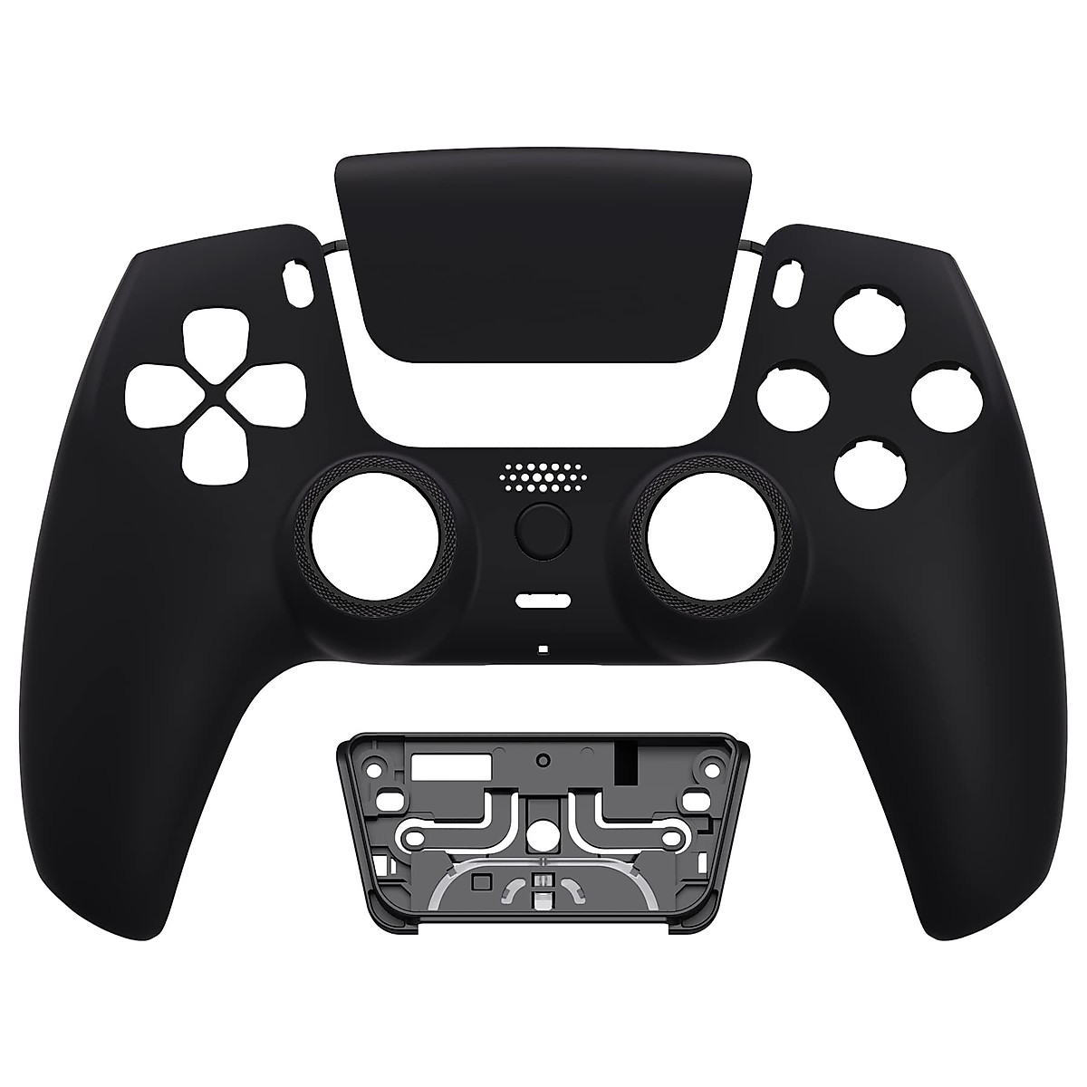 eXtremeRate Luna Redesigned Black Front Shell Touchpad Compatible with ps5 Controller BDM-010 020 BDM-030 040 050, DIY Replacement Faceplate Custom Touch Pad Cover Compatible with ps5 Controller