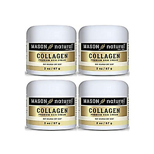 MASON NATURAL Collagen Premium Skin Cream - Anti Aging Face and Body Moisturizer, Intense Skin Hydration and Firmness, Pear Scent, Paraben Free, 2 OZ (4-Pack)