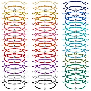 Cunno 50 Pcs Star Shaped Friendship Bracelet Adjustable Star Bracelet Wish Bracelets for BFF Women Men Girls Kids Christmas Gifts (Multicolor)
