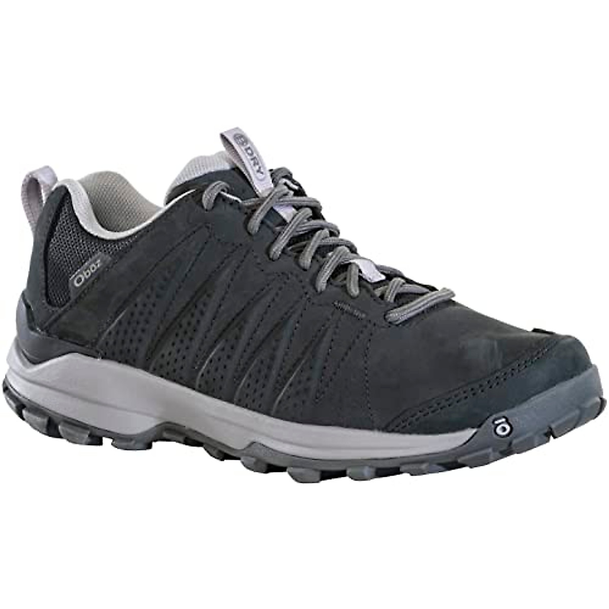 Oboz Women's Sypes Low Leather B-DRY Waterproof Hiking Shoe, Black Sea, 8.5 Wide