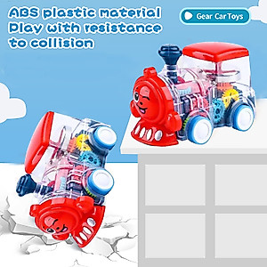 HT HONGTENG Transparent Car Toys 3 Sets,Inertial Vehicle with LED Effects and Ringtone,Color Moving Gear,3-6 Years Old Children's Birthday Educational Toys (City Vehicles)