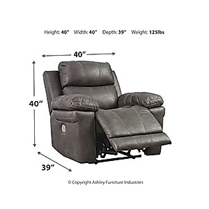 Signature Design by Ashley Erlangen Faux Leather Power Recliner with Adjustable Headrest & USB Charging Port, Gray