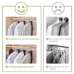 HOUSE DAY Clear Garment Bags, Dress bags for Storage 60 inch, Hanging Suit Bags for Closet Storage and Travel, Dust Suit Cover Bags, Washable Clothes Protectors Hanging Clothes Bag (Set of 6,Black)
