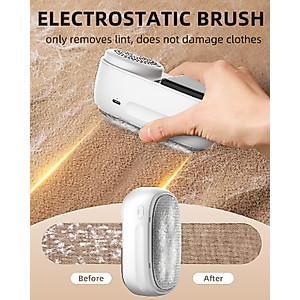 ASNUG Fabric Shaver, 2600 mAh Rechargeable Lint Remover, Sweater Shaver with Lint Brush, Sweater Defuzzer to Remove Pilling, Large Capacity Lint Storage, Portable Fabric Shaver for Furniture, Clothes