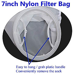 Honritone 2Pack Nylon Monofilament Mesh Filter Socks NMO 400 Micron - 7 Inch Ring by 18 Inch Long – Water Liquid Filter Bags for Aquarium, Industrial, Chemical (400 Micron 7 x 18 Inch Nylon)