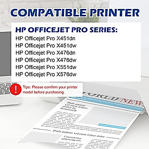 DOUBLE D Compatible Replacement for HP 970XL 971XL 970 971 Ink Cartridges (Upgraded Chip), Work for HP Officejet Pro X576dw X476dw X476nw X551dw X451dw X451dn (1B, 1C, 1M, 1Y) 4 Pack