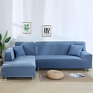 MIFXIN Stretch Sofa Cover Couch Slipcover 1 Piece Spandex Stretchy Couch Cover Furniture Protector for Sofa Couch Living Room Decor (Grey Blue, Sofa/3-seater)