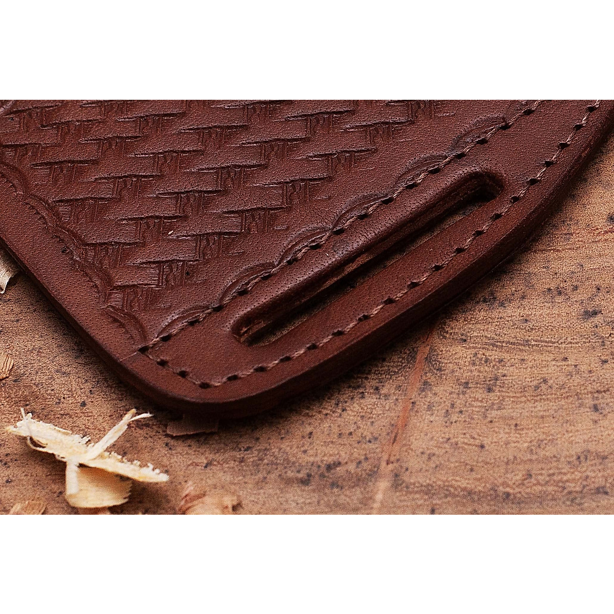 LH LIMASSOL Leather Knife Sheath, Slanted Pancake Sheath, Tooled Leather Sheath, Belt Sheath,Trapper Knife Sheath, Cow Boy Bull Cutter Knife Leather Sheath 100% Real Leather and Exotic Cow Hide Sheath