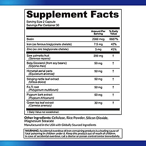 DHT Blocker Hair Growth Support Supplement - Supports Healthy Hair Growth, Healthy Thick Strong Hair - Saw Palmetto + Hair Vitamins for Women & Men - May Support Healthy DHT Levels - Low Loss Capsules