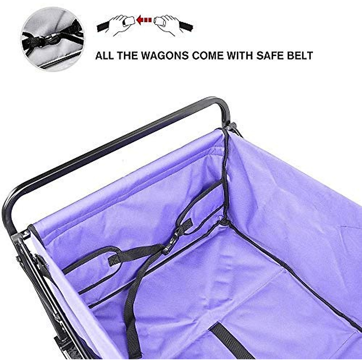 KOHARA Folding Wagon Cart Collapsible Outdoor Utility Wagon Heavy Duty Beach Wagon with 4 Wheels and Steel Brakes,Trolley,Foldable Pull Wagon Hand Transport Cart Collapsible