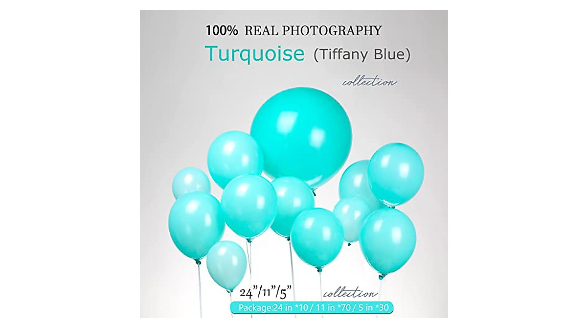 Turquoise Balloon Kit for Weddings & Parties - 105pc Assorted Set