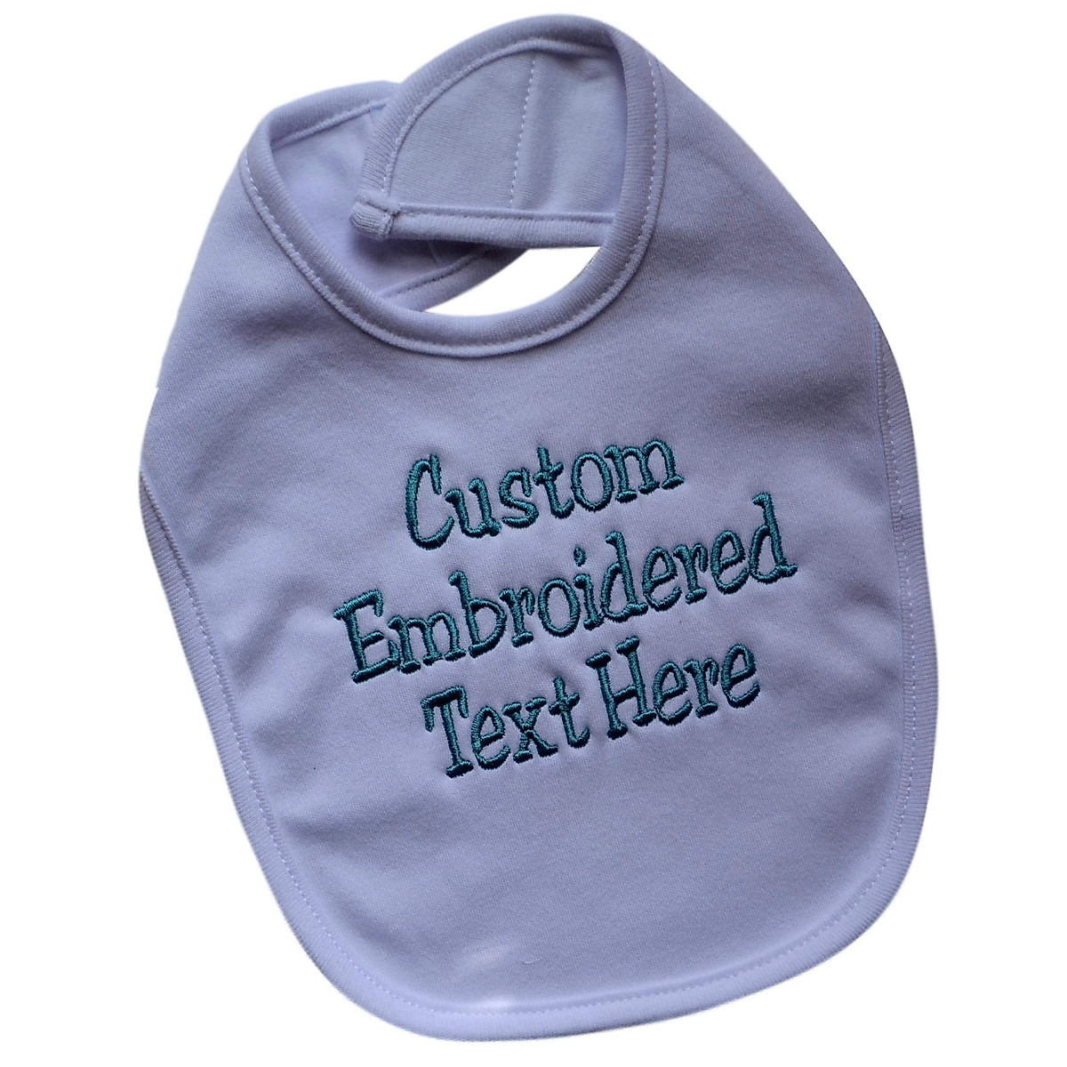 Funny Girl Designs Personalized Baby Bib EMBROIDERED with Your Custom Text and Color 100% Cotton Unisex (GRAY BIB)