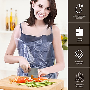 Yuroochii 100 Pieces Disposable Aprons，36×24 Inches Plastic Lightweight Apron for Painting Party, Cooking, Housework, Picnic