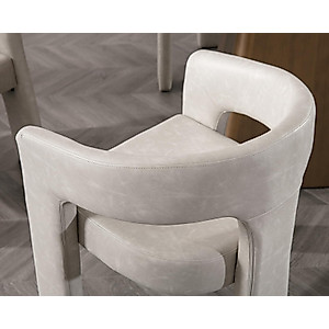 HNY Modern Barrel Kitchen & Dining Room Chairs Set of 6, PU Leather Upholstered Accent Chairs with Arm, 18.5'' Wide Side Armchairs Vanity Chairs for Living Room Bedroom Makeup Small Spaces, Grey