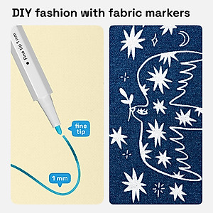ARTISTRO 24 Fabric Markers - Fine Tip Permanent Decorating Kit for Clothes - No Bleed Pens for T-Shirts, Bags, Textile, Canvas, and More