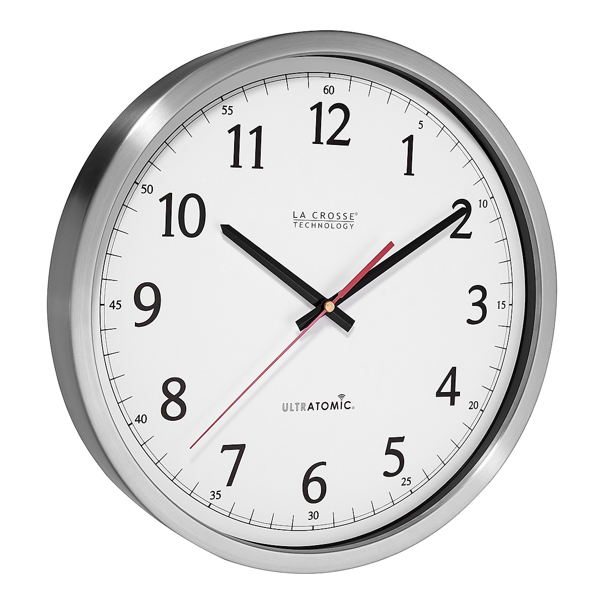 La Crosse Technology 404-1235UA-SS 14 Inch UltrAtomic Analog Stainless Steel Wall Clock