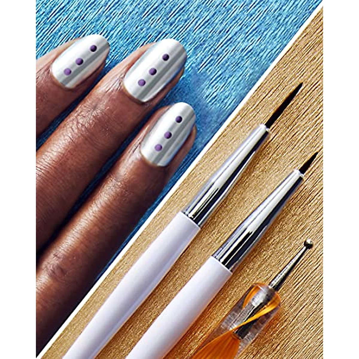 Sally Hansen Nail Salon Pro Tool Kit, 0.32 Oz, Nail Art Tools, Nail Dotting Tool, Easy to Use, Detailer Brush, Stripping Brush, Marbling and Dotting Tool