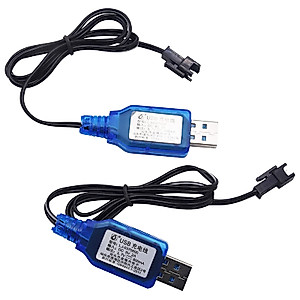 Blomiky 3.7V 800mA Fast USB Charger Cable with SM-2P Connector Plug fit for Amphibous RC Stunt Cars RC Boat Vehicles 3.7V Lithium Lipo Battery / 3.7V Fast USB 2