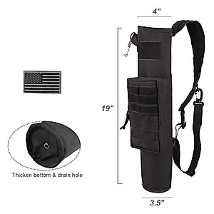 KRATARC Archery Lightweight Back Arrow Quiver Dual Use Foldable Compact Hip Arrows Bag with Molle System Pocket Hanged for Target Shooting Hunting (Black)