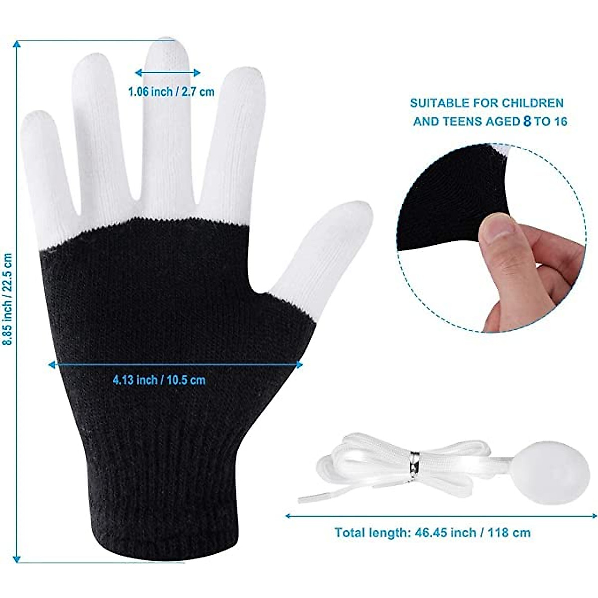 LED Gloves LED Lace Set, Glow Gloves Finger Lights, 3 Colors 6 Patterns Colorful Glitter Lighting Gloves ,Kids Toys Christmas Halloween Party Gifts, Gifts