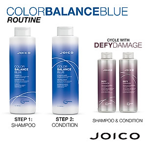 Joico Color Balance Blue Shampoo & Conditioner Set | Eliminate Brassy and Orange Tones | For Lightened Brown Hair